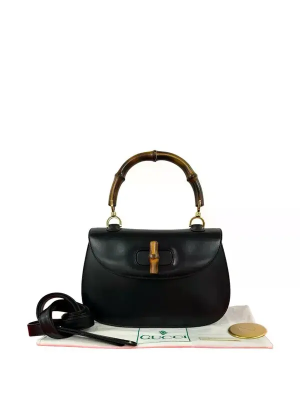 Gucci Calfskin Bamboo Night Satchel - Black