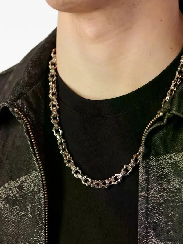Emanuele Bicocchi Tone Bronze Polished Finish Studded Anchor Chain Necklace