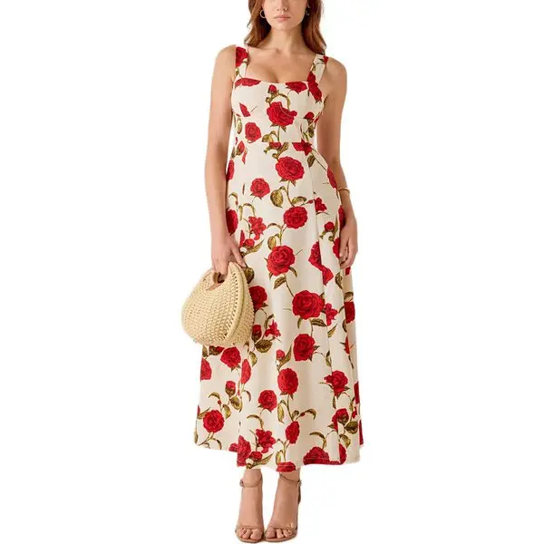 MARSY Rose Print Maxi Dress