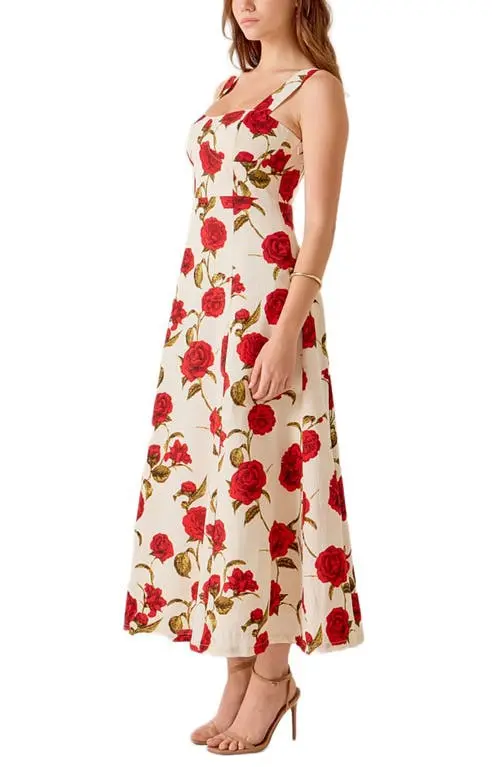MARSY Rose Print Maxi Dress