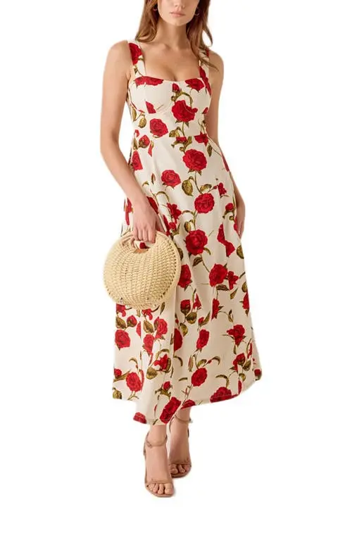 MARSY Rose Print Maxi Dress