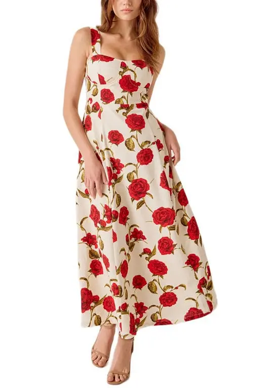 MARSY Rose Print Maxi Dress