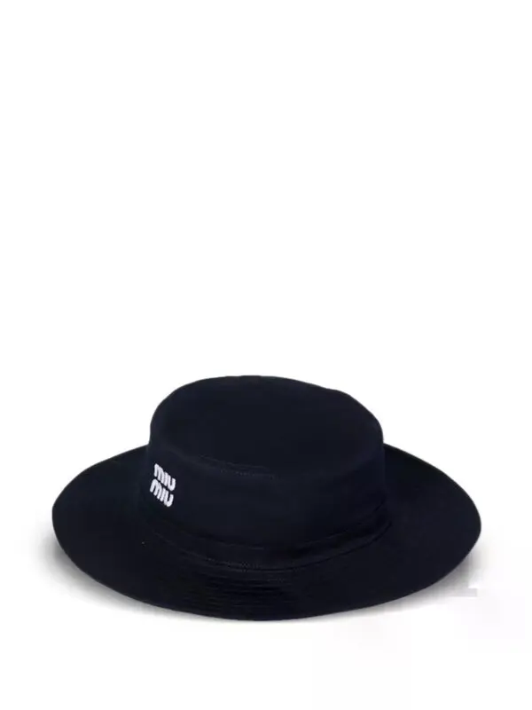Miu Miu Embroidered Logo Drill Bucket Hat - Blue