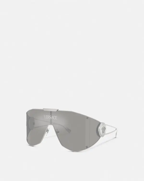 Versace Medusa Geometric Mask Sunglasses - Gray