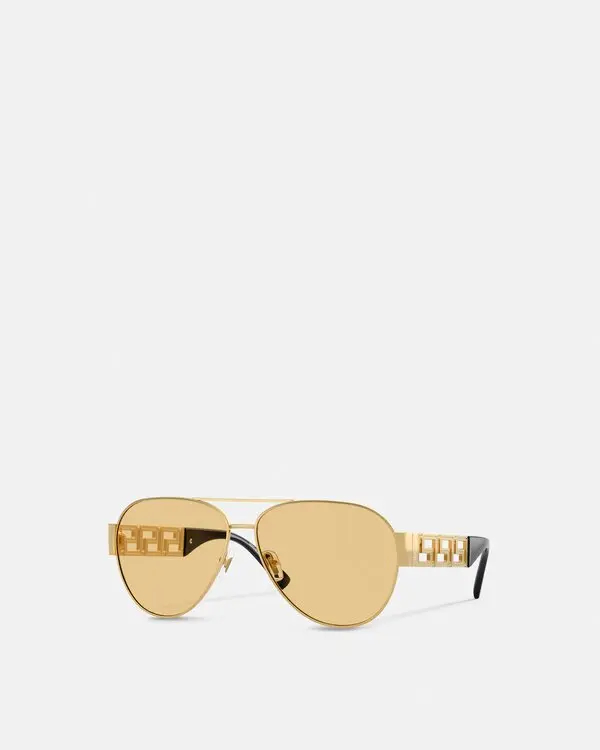 Versace Greca Pilot Sunglasses - Gold