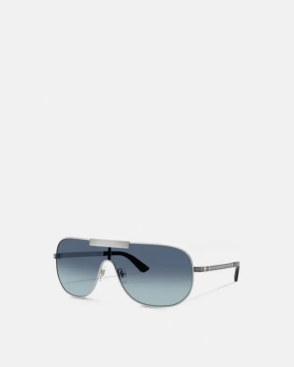 Versace Greca Flow Mask Sunglasses - Blue+silver