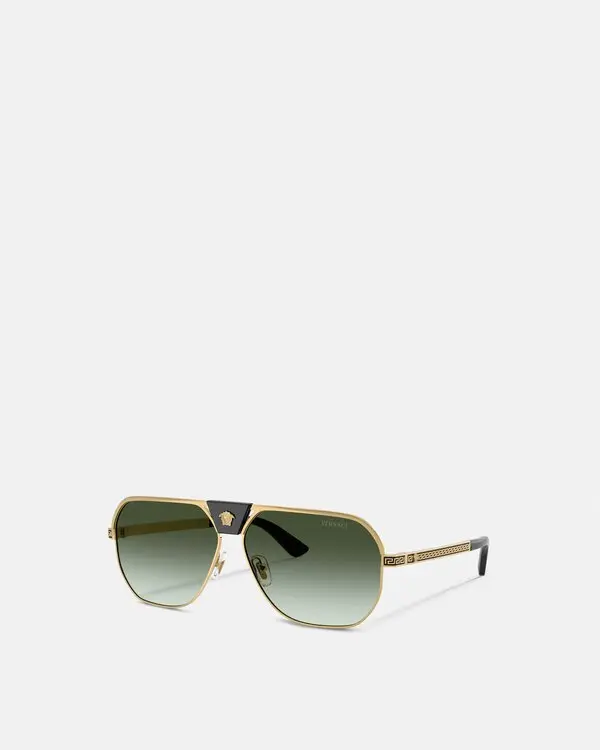 Versace Greca Navigator Sunglasses - Black+gold