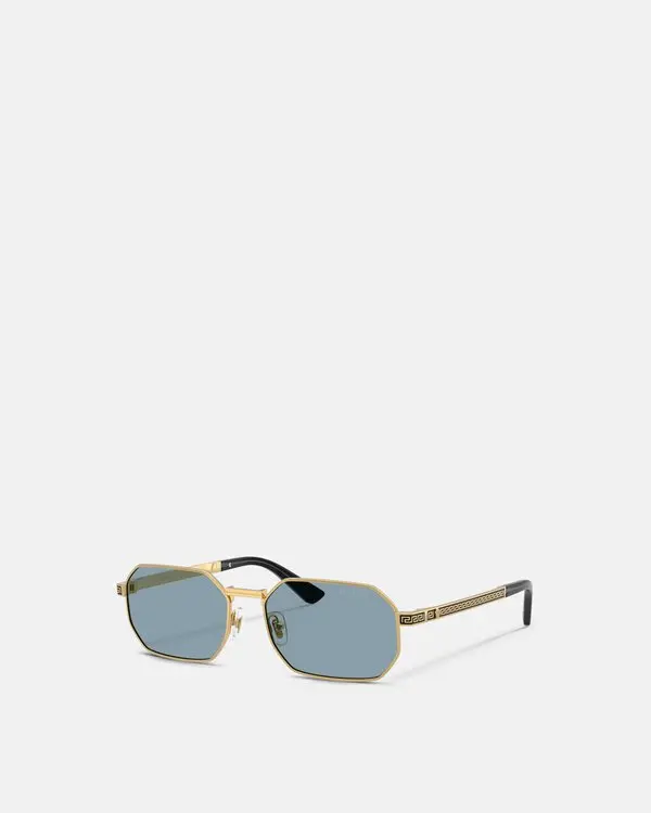 Versace Greca Flow Rectangular Sunglasses - Gold