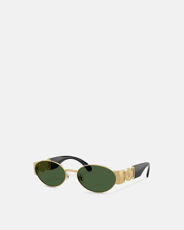 Versace Medusa Biggie Oval Sunglasses - Black+gold