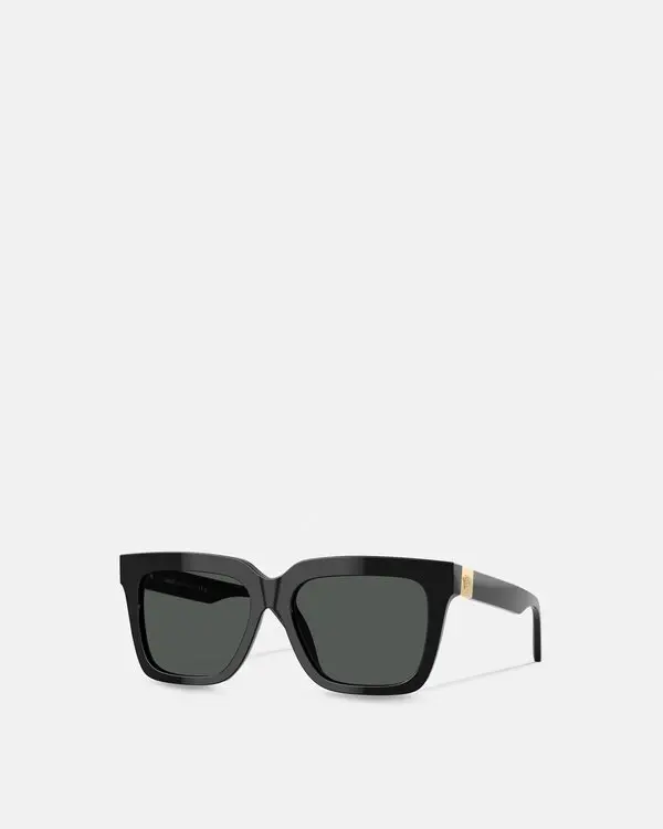 Versace Medusa Plaque Square Frame Sunglasses - Black
