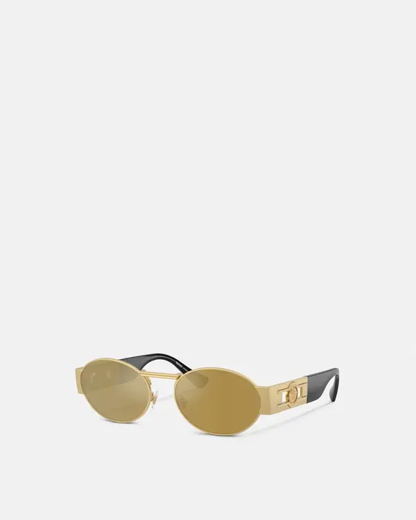 Versace Medusa Deco Oval Sunglasses - Gold