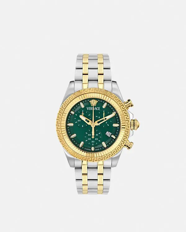 Versace Fornax Chronograph Watch - Silver+green