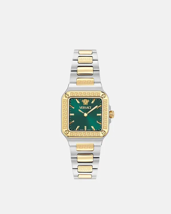 Versace Greca Edge Watch With Sunray Dial - Gold+silver