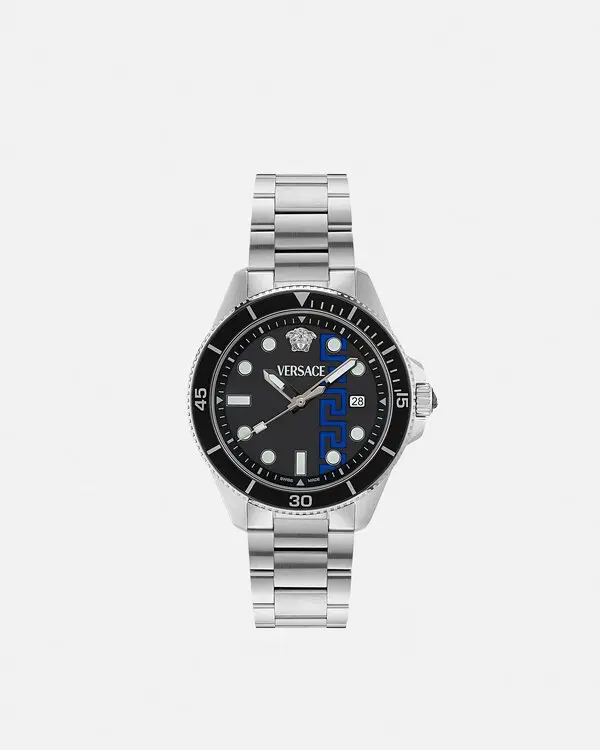 Versace Greca Force Stainless Steel Watch - Silver