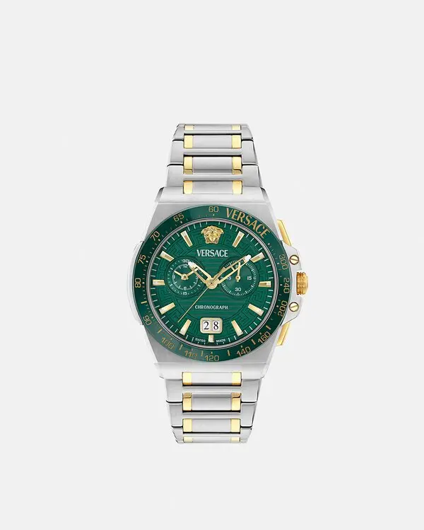 Versace Greca Reaction Chronograph Watch - Silver