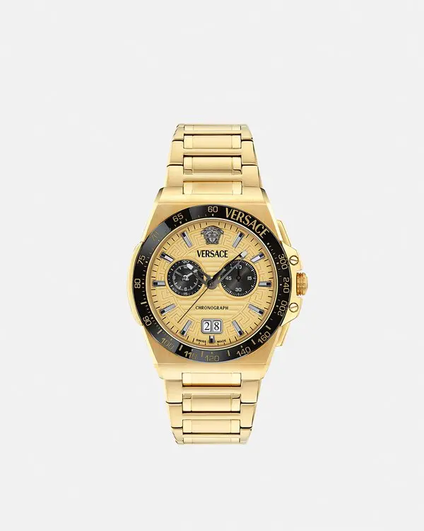 Versace Greca Reaction Chronograph Watch - Gold