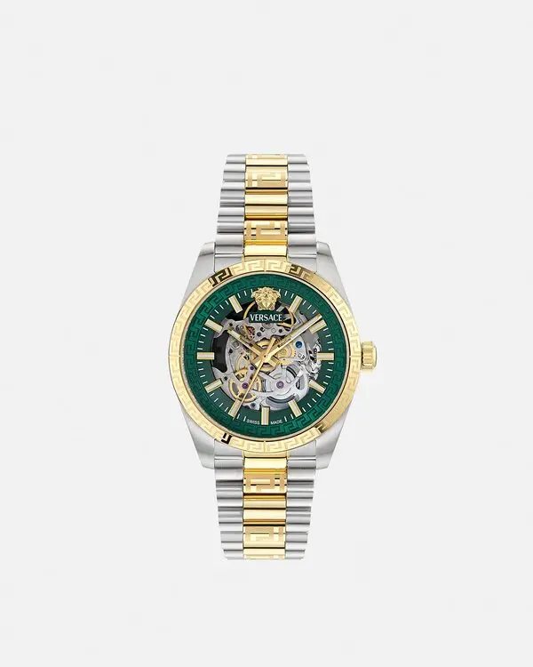Versace Millenyium Automatic Skeleton Watch - Gold+silver