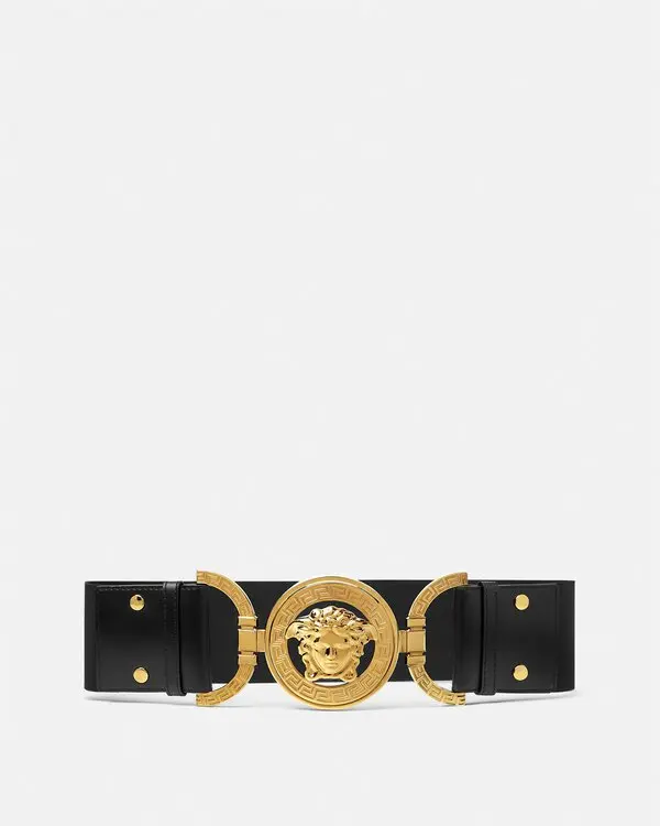 Versace Medusa '95 Leather Belt - Black+gold