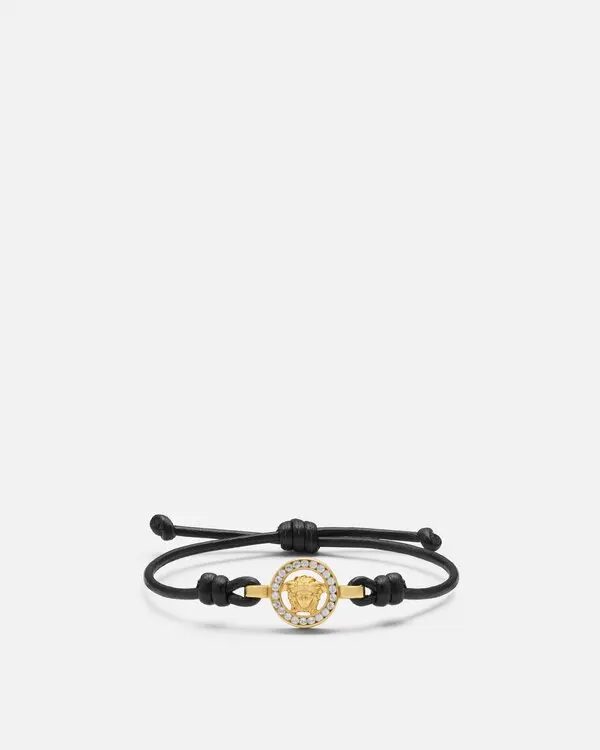 Versace Medusa '95 Crystal Leather Bracelet - Black