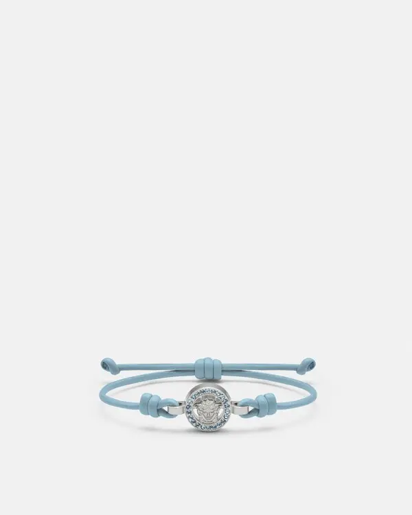 Versace Medusa '95 Crystal Leather Bracelet - Light Blue
