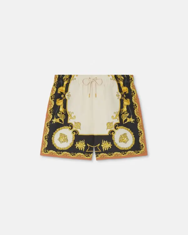 Versace Printed Swim Boardshorts - Black+gold