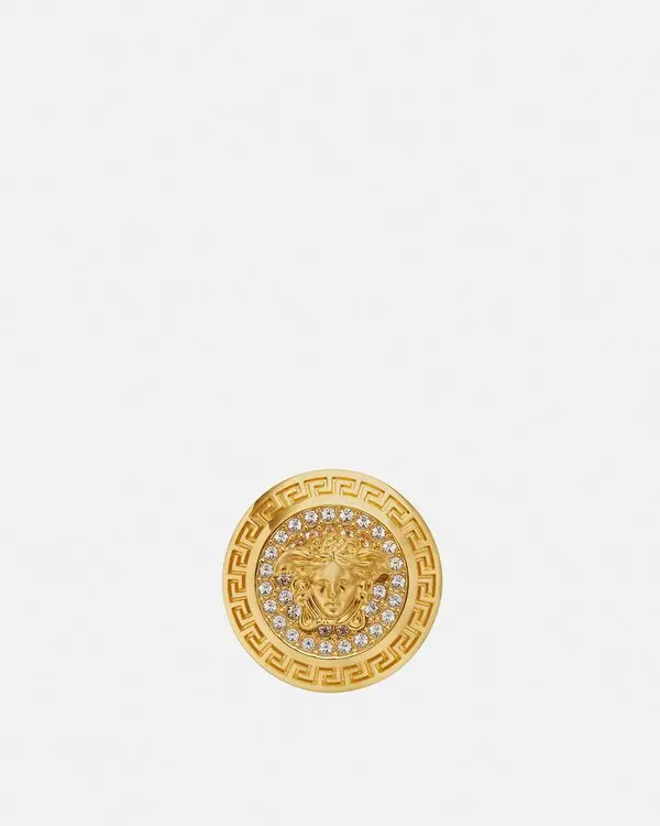 Versace Medusa Crystal Embellished Ring - Gold