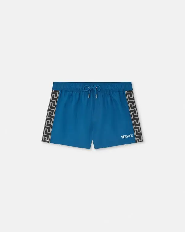 Versace Swim Shorts With Greca Border - Blue