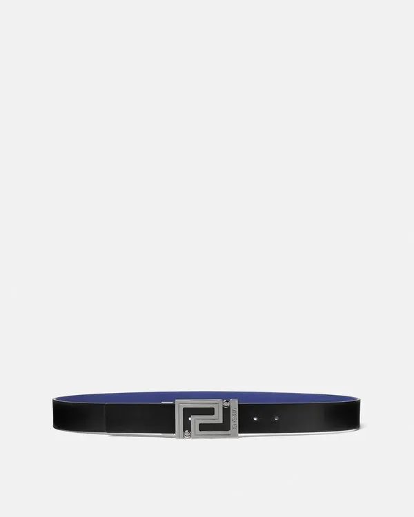 Versace Greca Leather Reversible Belt 3.5 Cm - Blue
