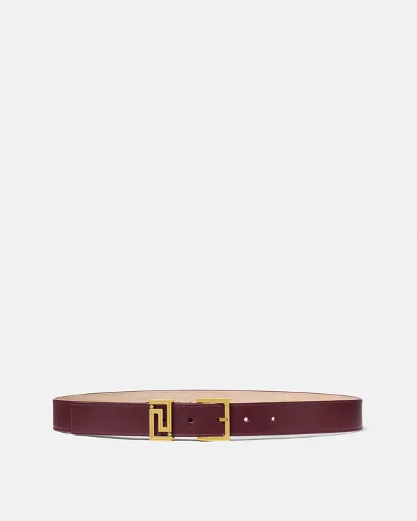 Versace Greca Goddess Leather Belt - Burgundy