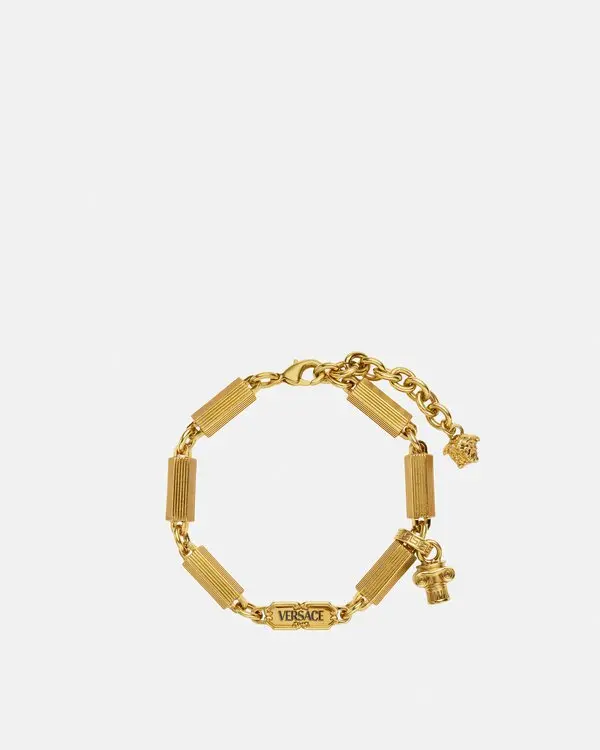 Versace Gold Tone Column Bracelet - Light Gold
