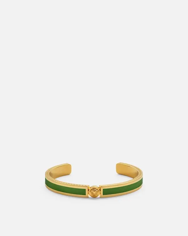 Versace Icon Cuff Bracelet With Medusa Emblem - Green+gold