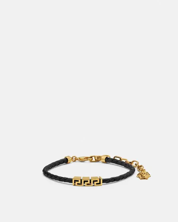 Versace Greca Leather Bracelet - Black+gold