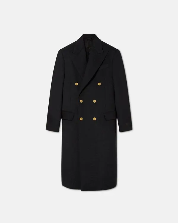 Versace Wool Double-breasted Caban With Medusa Buttons
