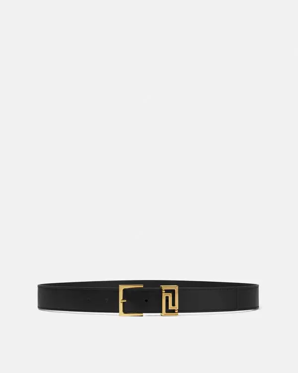 Versace Greca Leather Belt - Black+gold