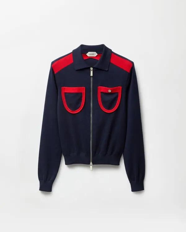 Versace Cotton Knit Zip Cardigan
