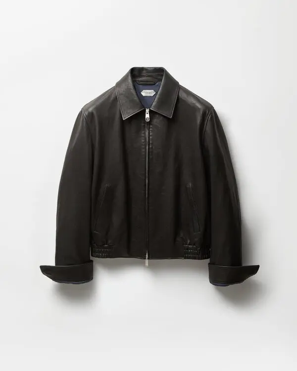 Versace Nappa Leather Blouson Jacket With Medusa Zip Puller