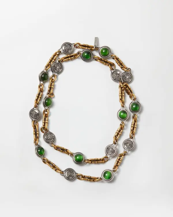 Versace Novantatré Long Necklace - Green+gold