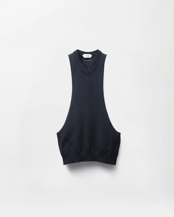 Versace Cotton Knit Tank Top - Blue