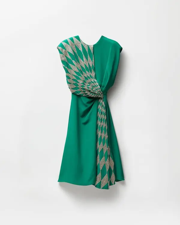 Versace Embroidered Silk Midi Evening Dress