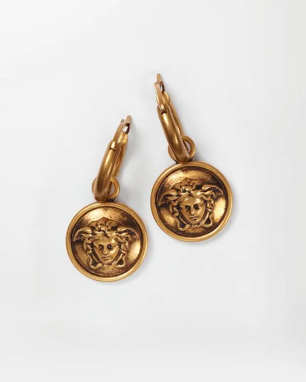 Versace Medusa Pendant Hoop Earrings - Gold