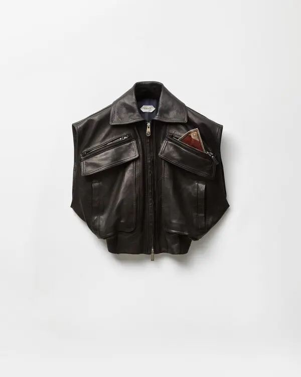 Versace Sleeveless Leather Blouson Jacket