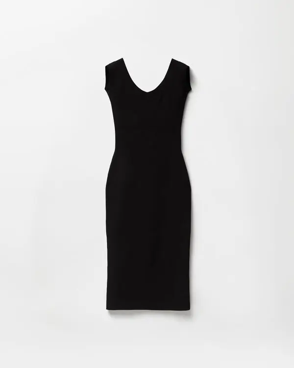 Versace Ribbed Knit Off-shoulder Midi Dress