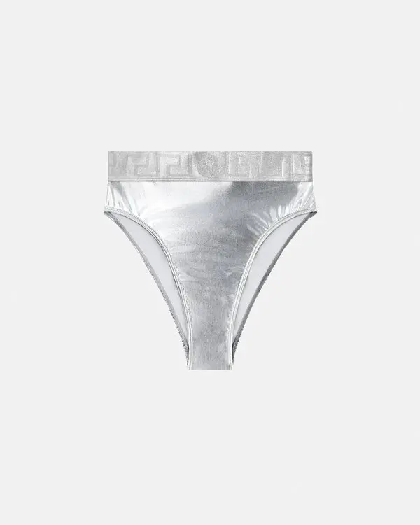 Versace Metallic Bikini Bottoms - Silver