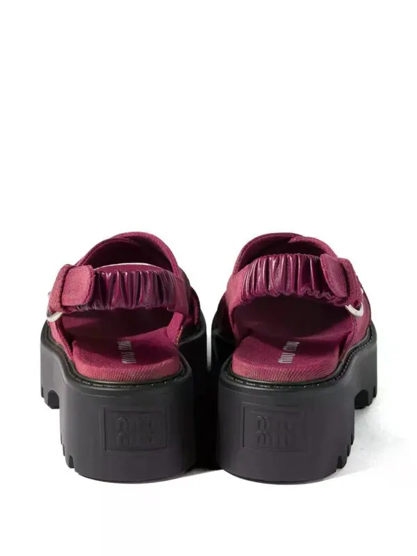 Miu Miu Gabardine Platform Sandals With Track Sole - Red
