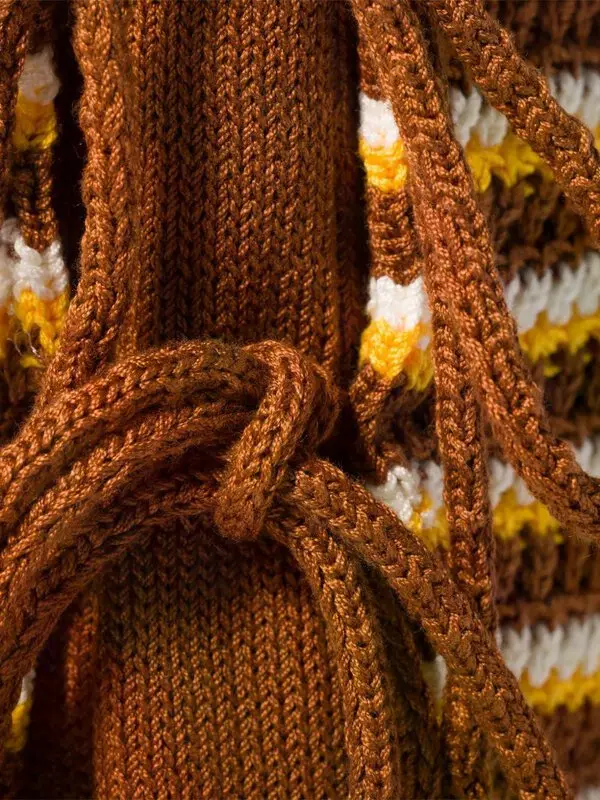 Miu Miu Ivy Crochet Shoulder Bag - Brown