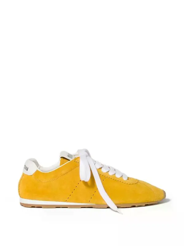 Miu Miu Suede Lace-up Sneakers - Yellow