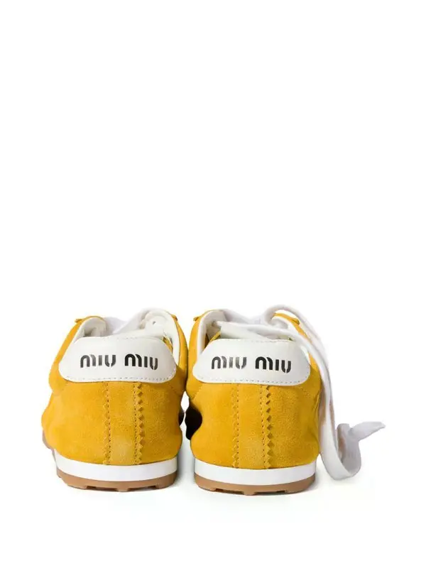Miu Miu Suede Lace-up Sneakers - Yellow