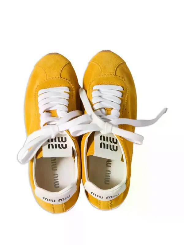 Miu Miu Suede Lace-up Sneakers - Yellow