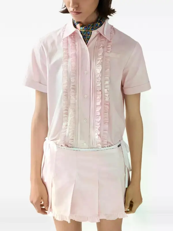 Miu Miu Cotton Poplin Pleated Mini Skirt - Pink