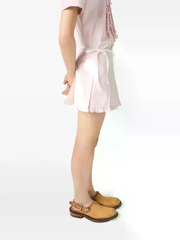 Miu Miu Cotton Poplin Pleated Mini Skirt - Pink